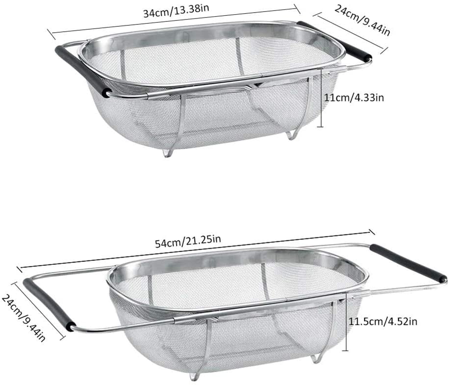Buy Over the Sink Colander, 6 Quart Stainless Steel Expandable Oval ...