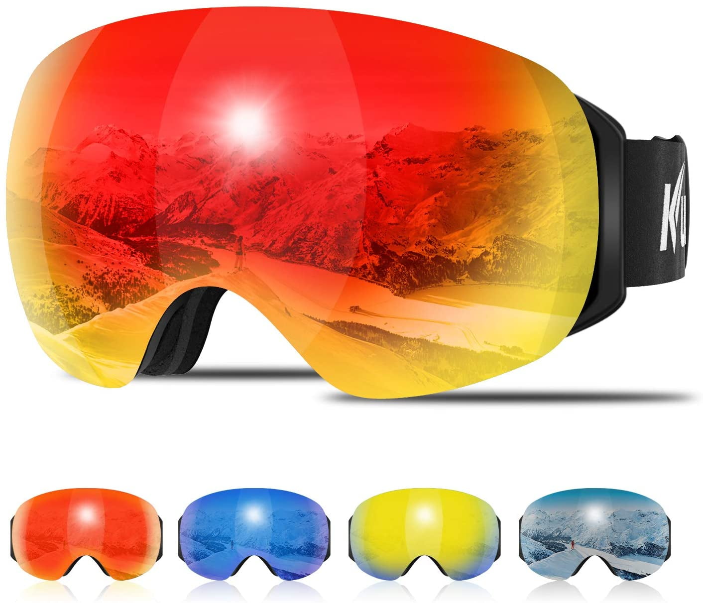 Ski Goggles Men Women, Large Spherical Frameless Snow Goggles | Walmart ...