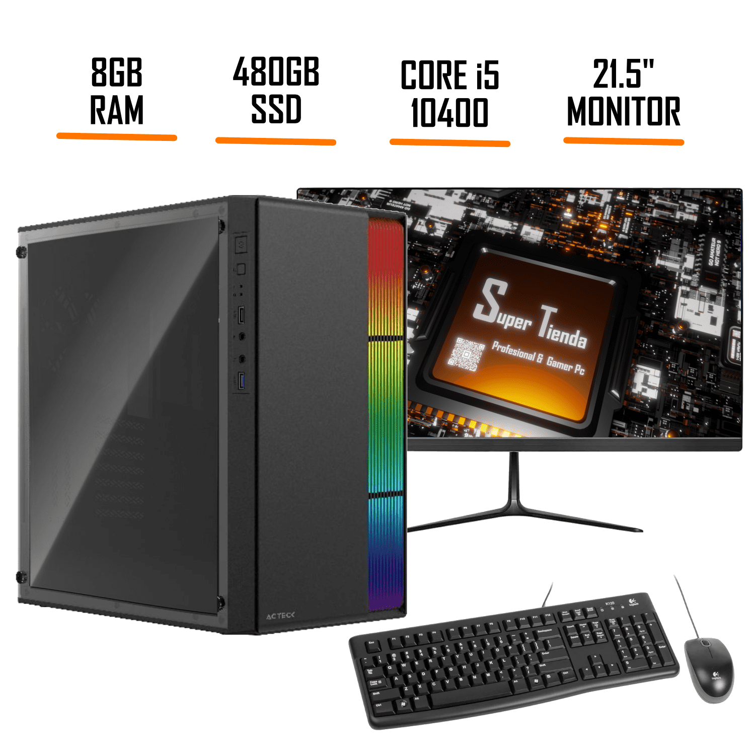 Computadora CPU i5 10400 Intel SSD 480GB 8GB RAM monitor 21.5 pulgadas ...