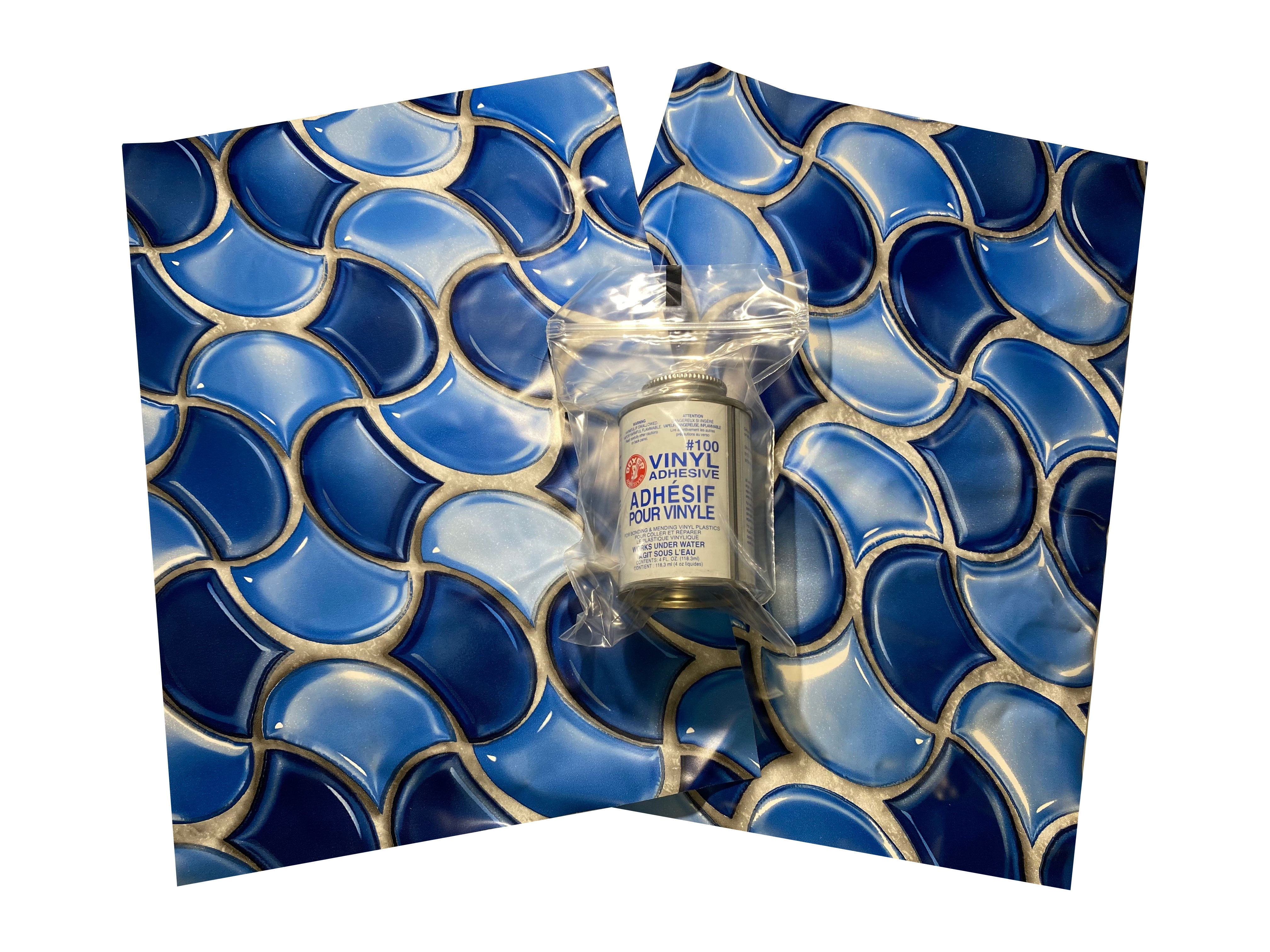 Vinyl Liner Repair Kit 2 Patches 1 ft x 8" Poseidon Wave Design with ...