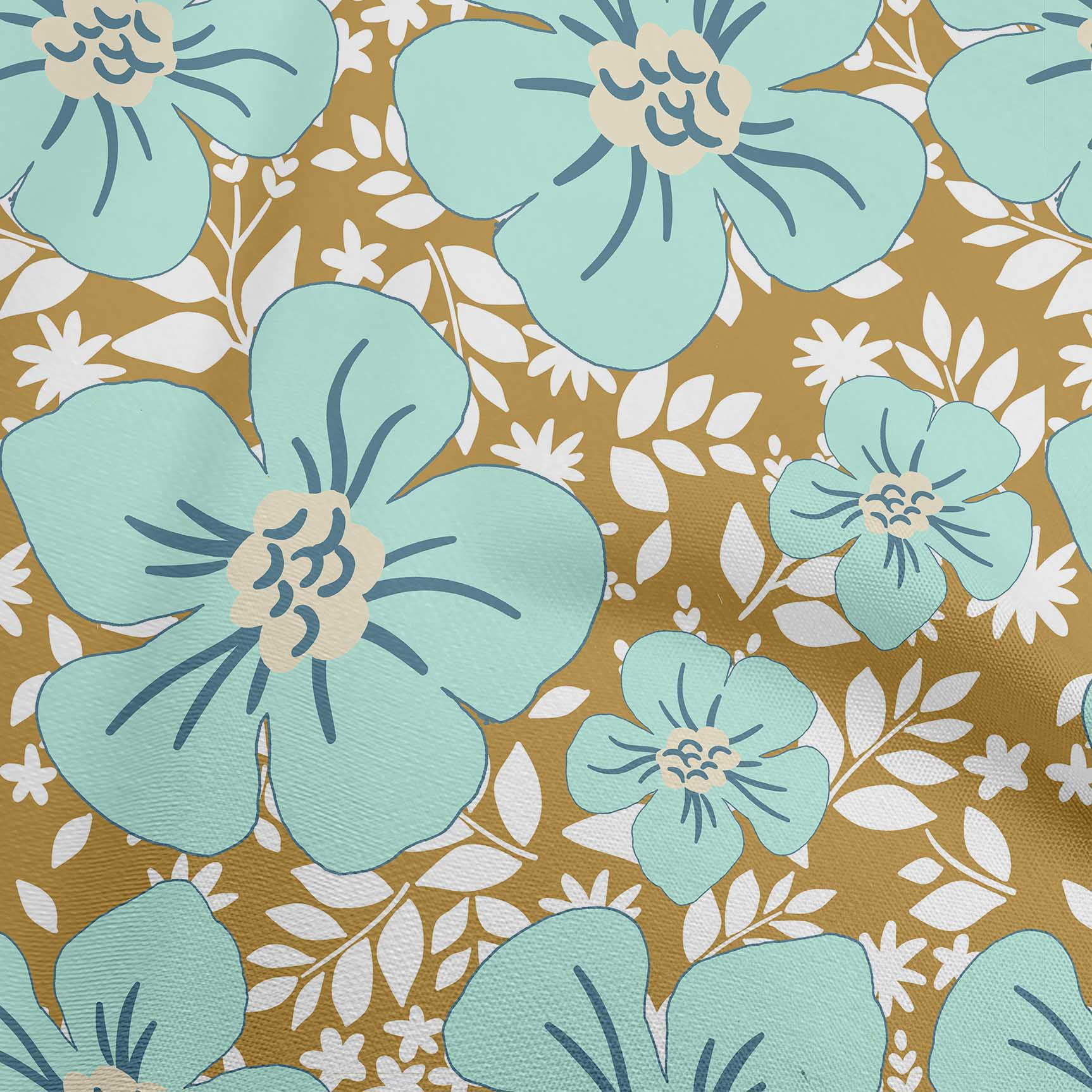 oneOone Silk Tabby Dark Olive Green Fabric Floral Dress Material Fabric ...