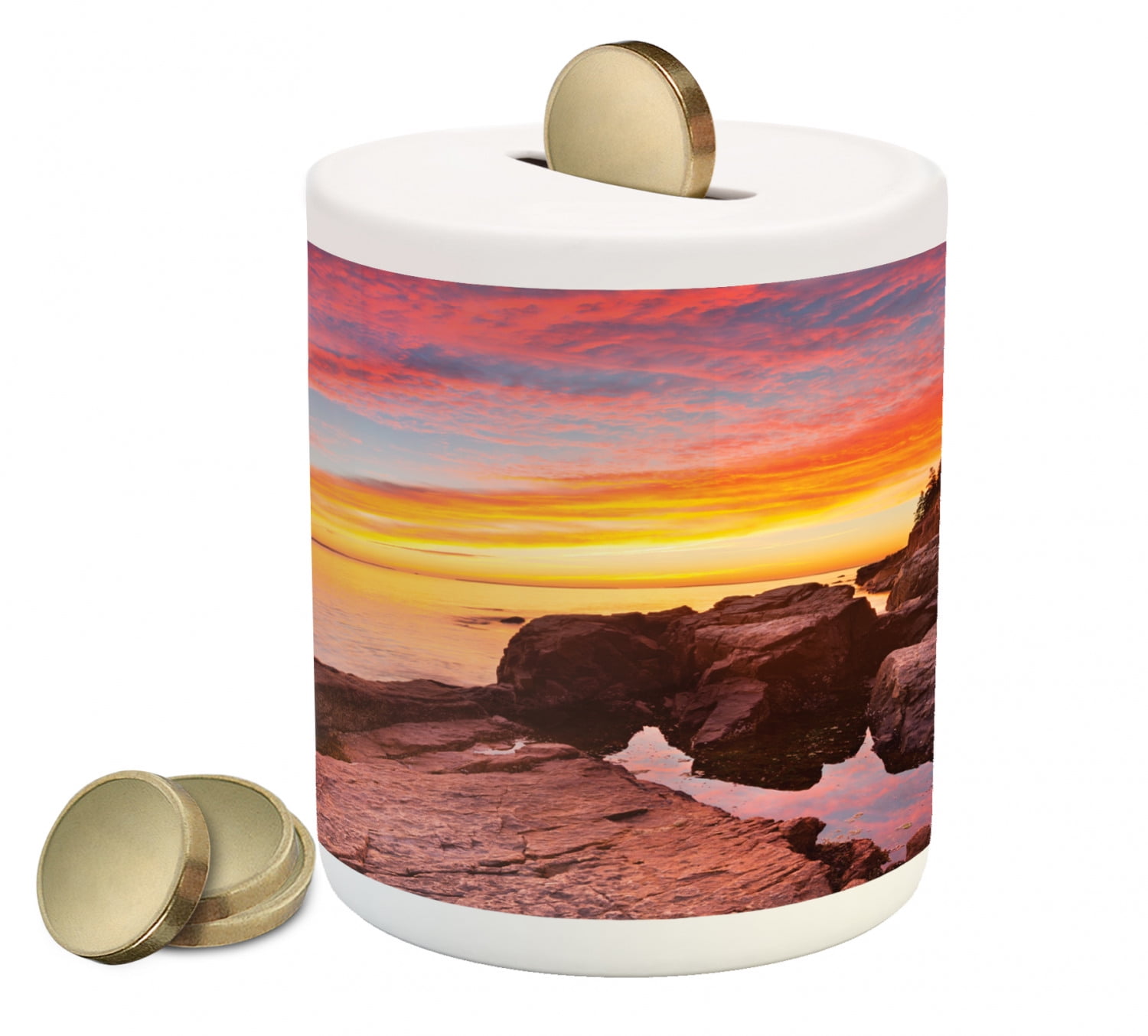 National Parks Piggy Bank, Lighthouse on the Harbor Sea Shoreline with ...