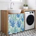 Branching Coral Cabinet Curtains for Kitchen 35"W x 35"L, Watercolor ...