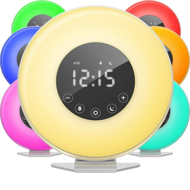 Wake up sunrise reloj despertador led con interruptor de 6 colores control táctil función de ...