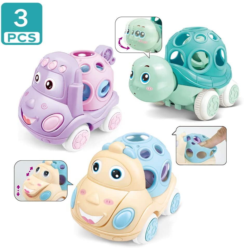 Friction Powered Cars for Toddler Push and Go Cartoon Car with Bell 3 ...