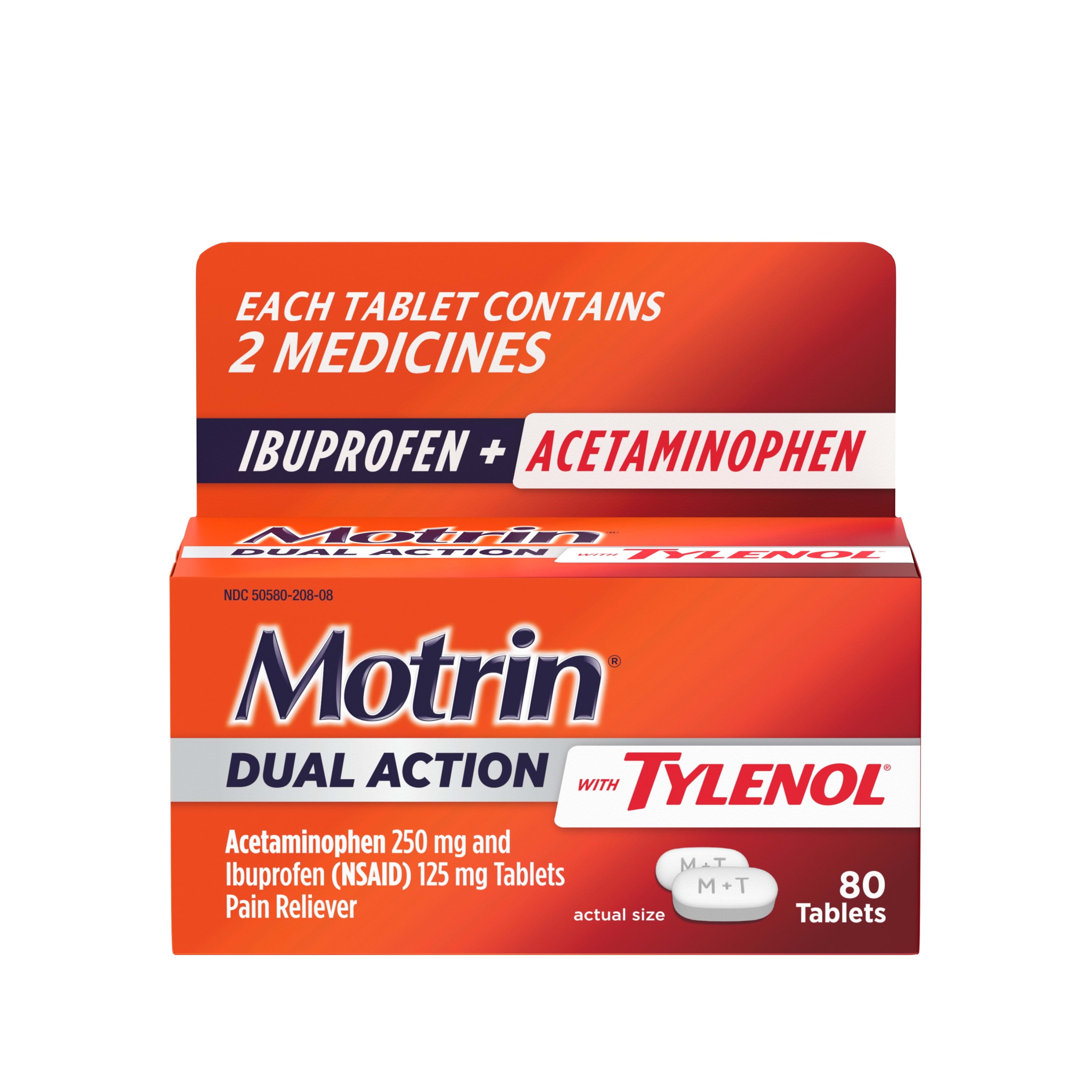 Motrin Dual Action with Tylenol, Ibuprofen & Acetaminophen, 80 ct ...
