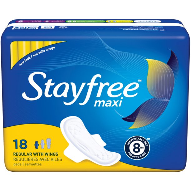 STAYFREE Maxi Pads Regular With Wings 18 Each - Walmart.com - Walmart.com