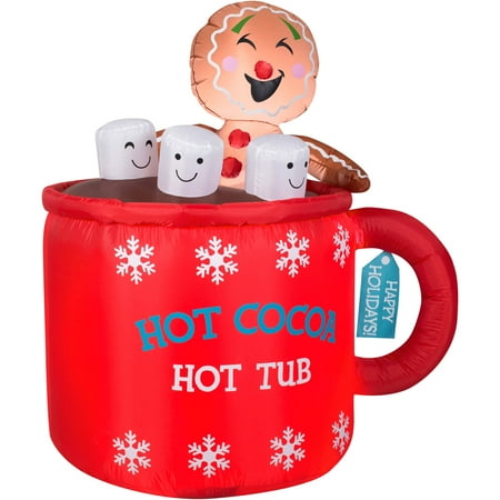 Gemmy Airblown Christmas Inflatables 4'6" Gingerbread in Mug of Cocoa ...
