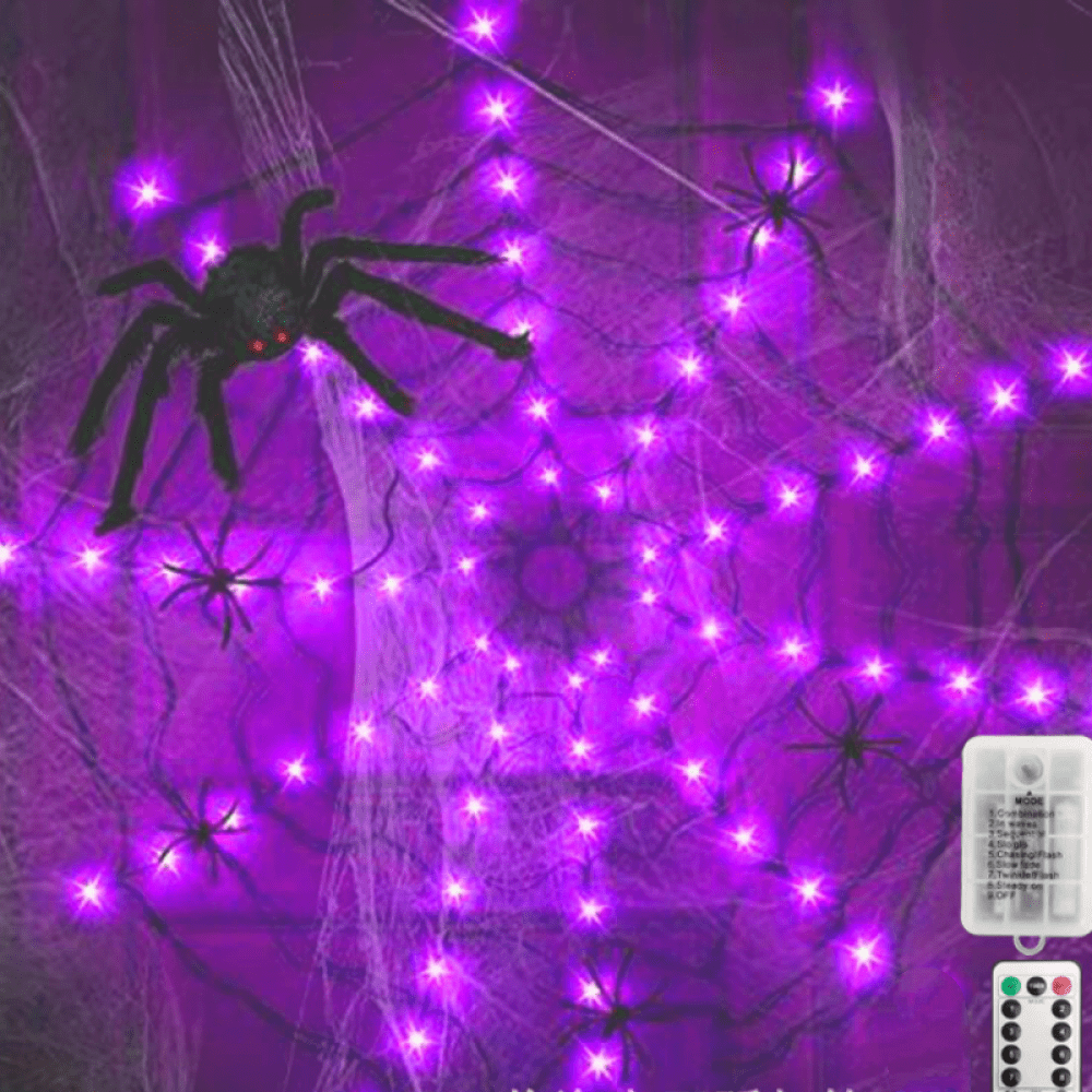 Halloween Spider Web Lamp, Waterproof Battery Box, Remote Control 70led ...