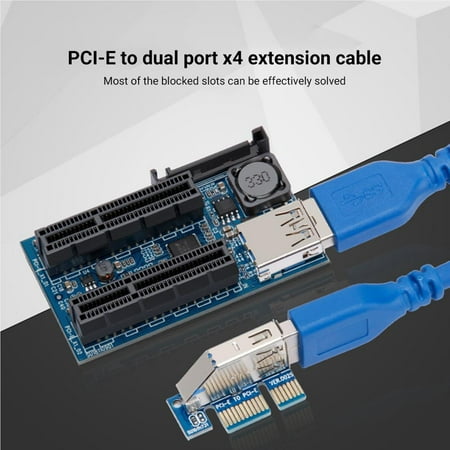 PCIE Riser Card Adapter PCIE X1 to Dual Port PCI E X4 Extender Card Add ...