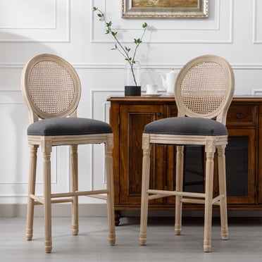 GDF Studio Oneida Furniture: Rustic Fabric Upholstered Wood & Cane ...