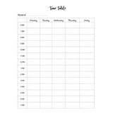 Time Table Plan Inserts Teacher Planner Refill for 9 Disc Happy ...