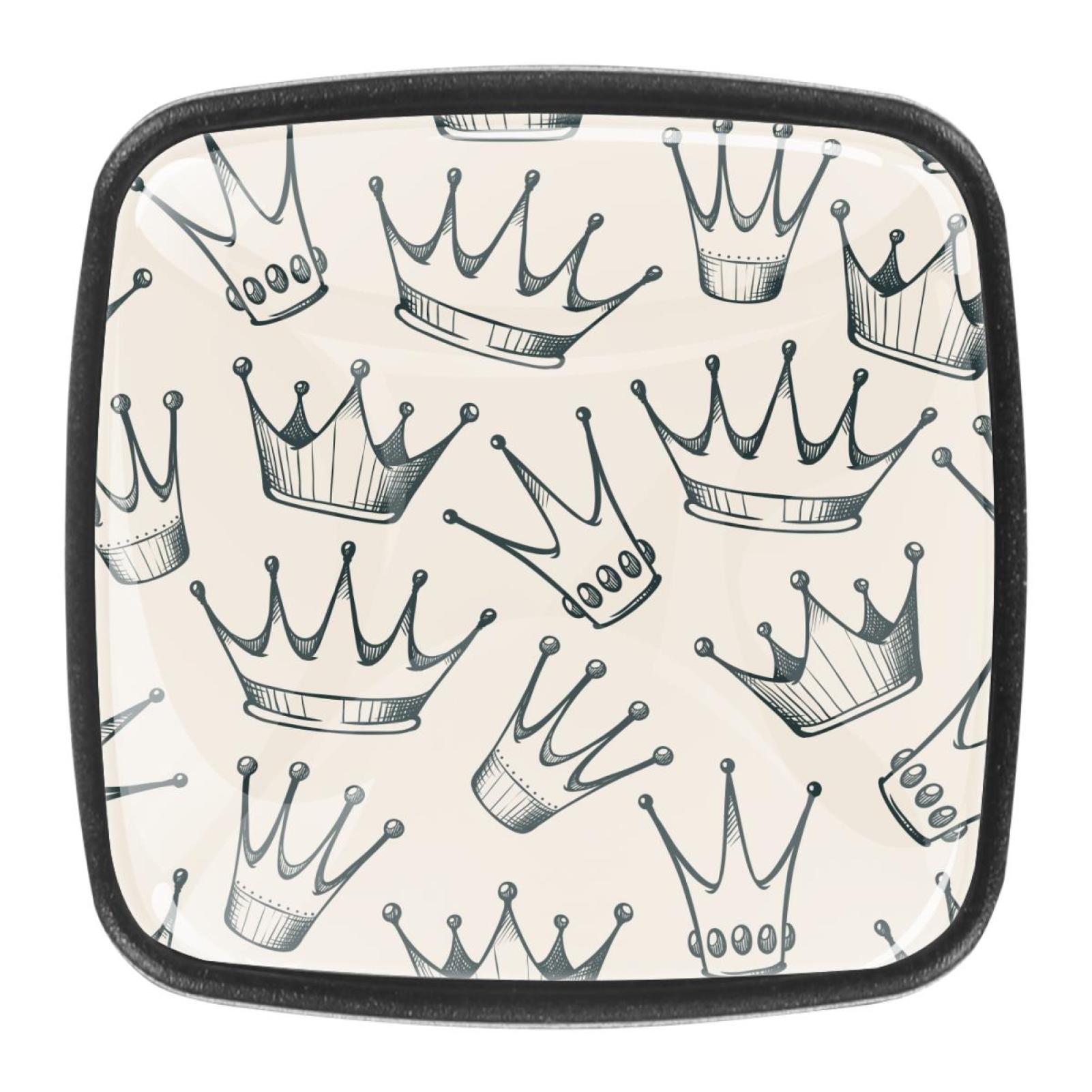 4 Pcs Square Cabinet Handle Cupboard Knob Drawer Pulls Handle Crown ...