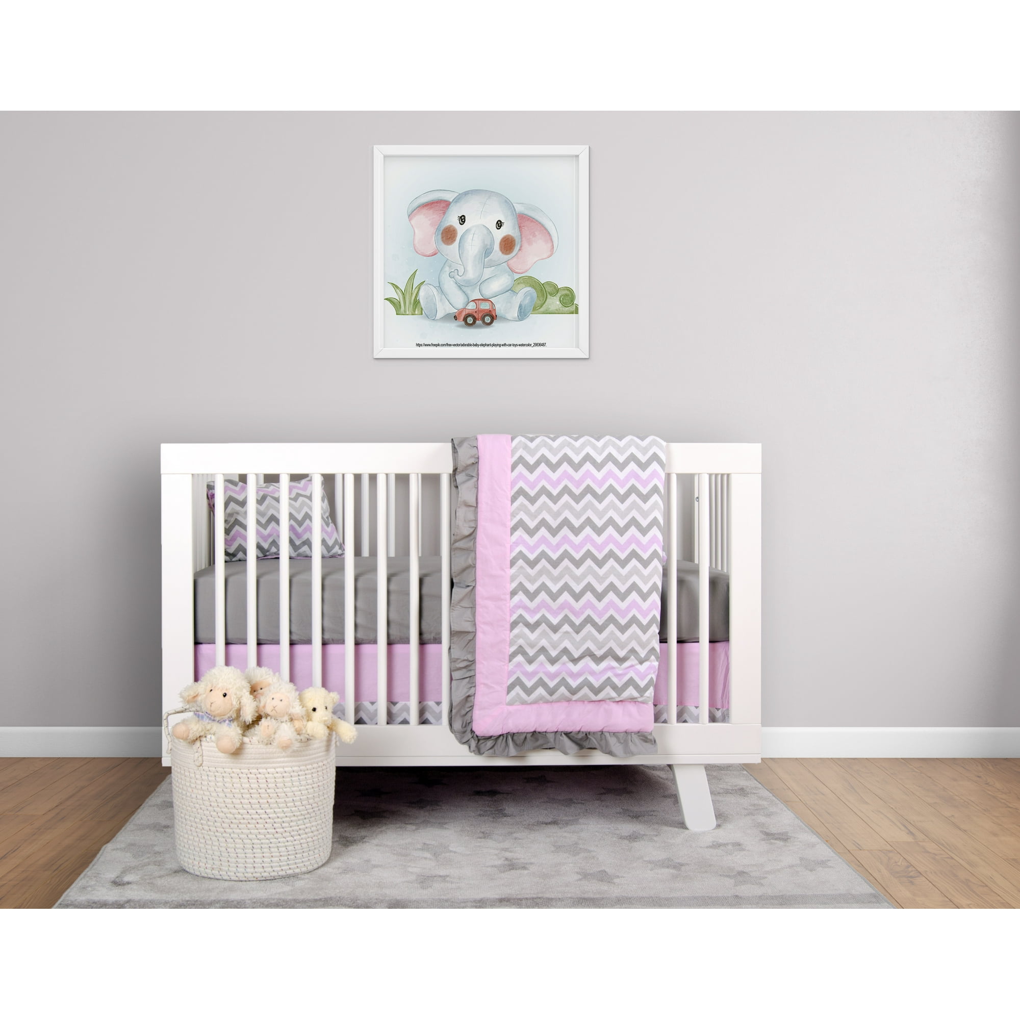 Click here for Babyfad Elephant Soothing Pink 9 Piece Crib Beddin... prices