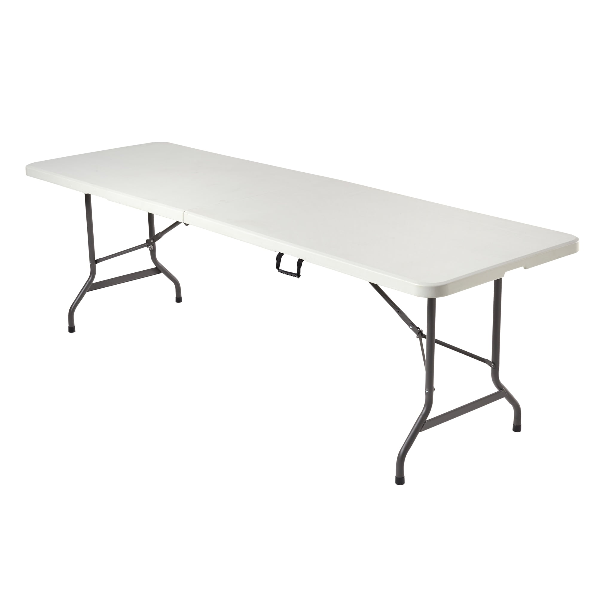 Realspace® Molded Plastic Top Folding Table, 8' Wide Fold in Half ...