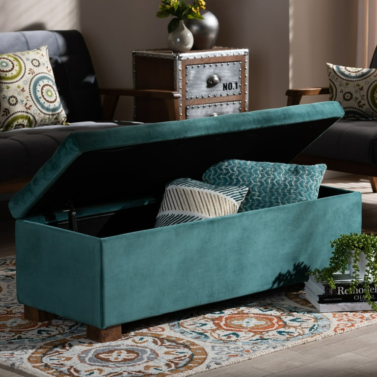 Noble House Mission Dark Teal Storage Ottoman Bench 11026, 48% OFF