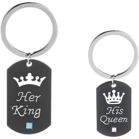 His Queen Her King Keychain His & Hers Matching Set Couple Key Ring ...