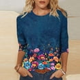3/4 Sleeve Blouse For Women Plus Size Crew Neck Print Pullover 2026 ...