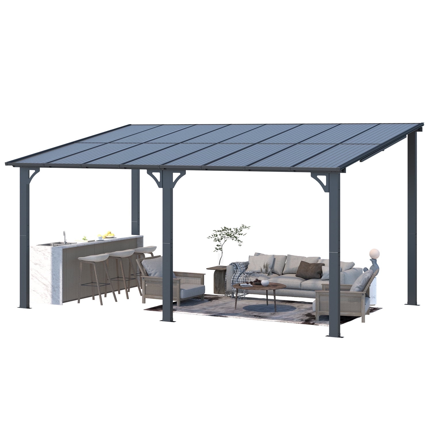 AECOJOY Gazebo 10 Pieds x 16 Pieds FT, Pergola en Aluminium Imperméable ...