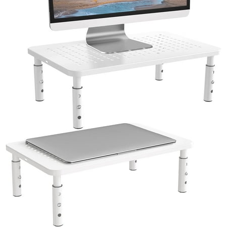 Monitor Stand Riser, White Adjustable Laptop Stand Riser Holder, 3 ...