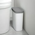Grey Press Type Trash Can With Lid For Bathroom Living Room Small Space ...