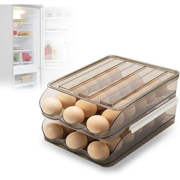 Egg Storage Rack, Egg Holder for refrigerator Automatic Rolling, Egg ...