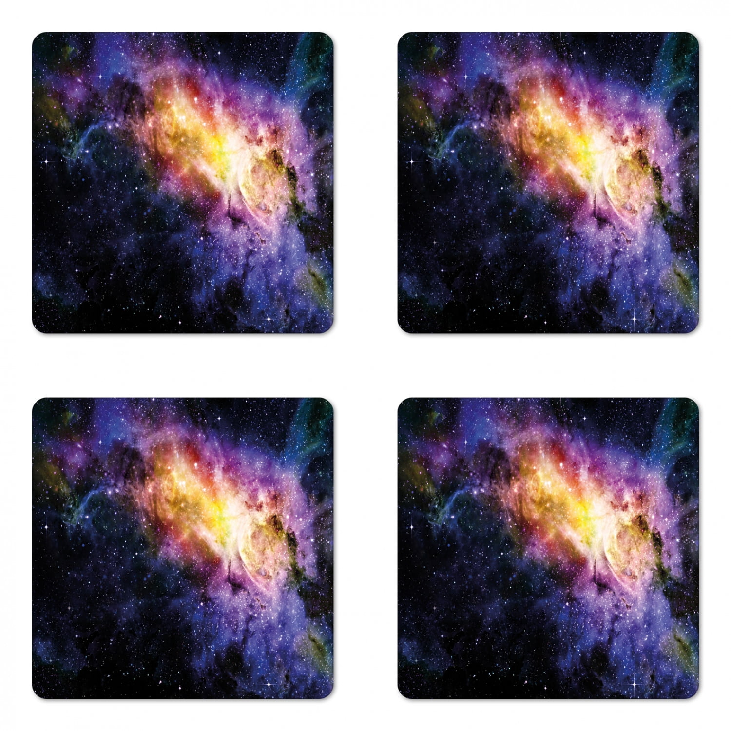 Galaxy Coaster Set of 4, Nebula Gas Cloud in Space Dust Milky Way in ...