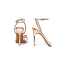 Women Bowknot Crystal Heel Sandals Square Toe Rhinestone Decor Ankle ...
