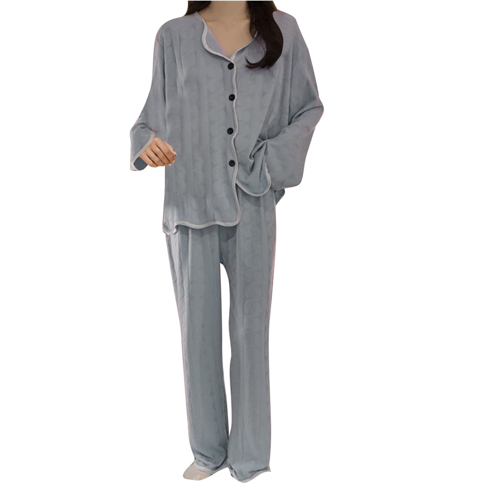 Click here for Cfhntfmh Womens Pajamas Set Long Sleeve Solid Slee... prices