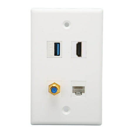 4 Port Wall Plate, Secure Fixing HD Multimedia Interface F Type Cat6 ...