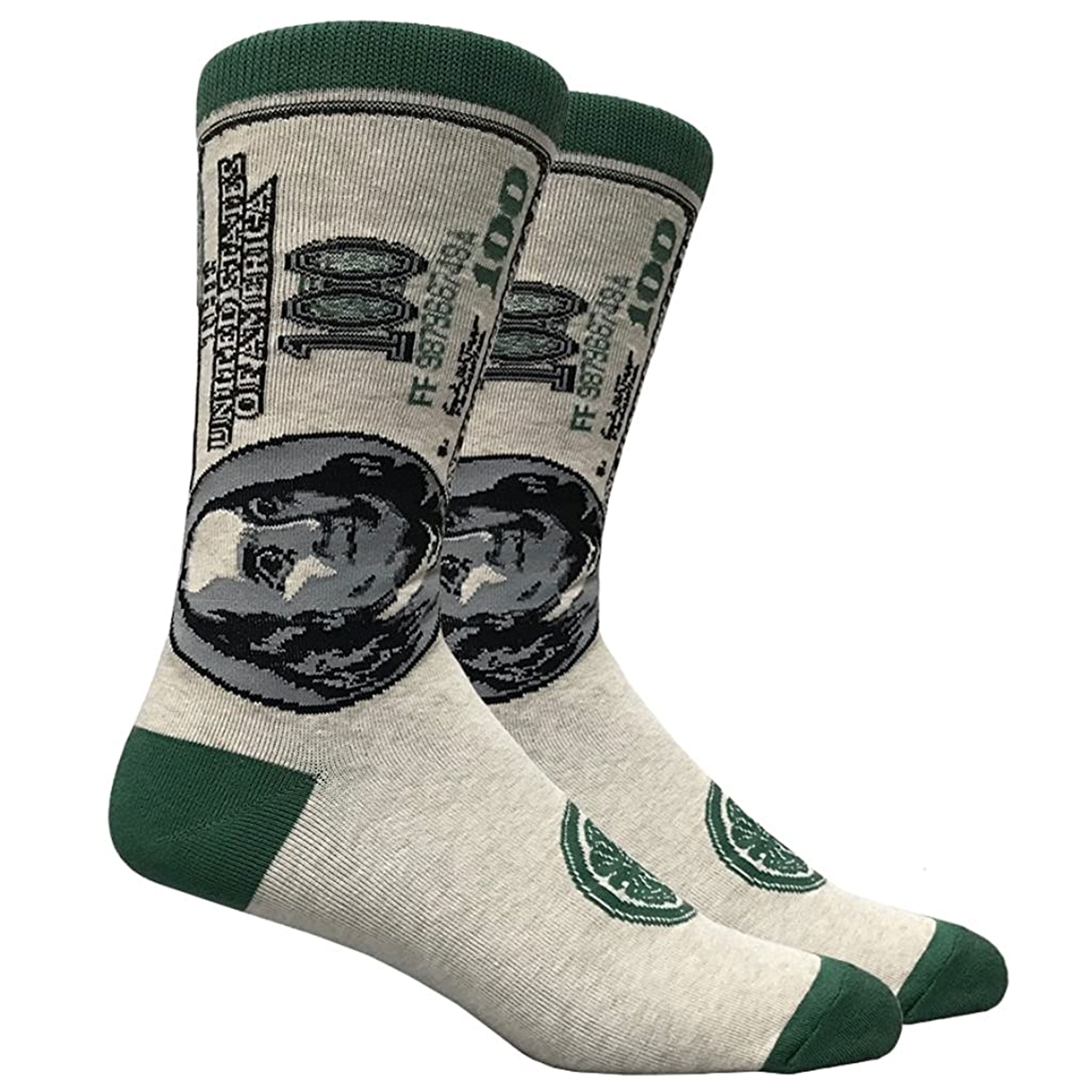 Benji Money Crew Socks 100 Dollar Franklin Novelty Gift Casual Dress ...