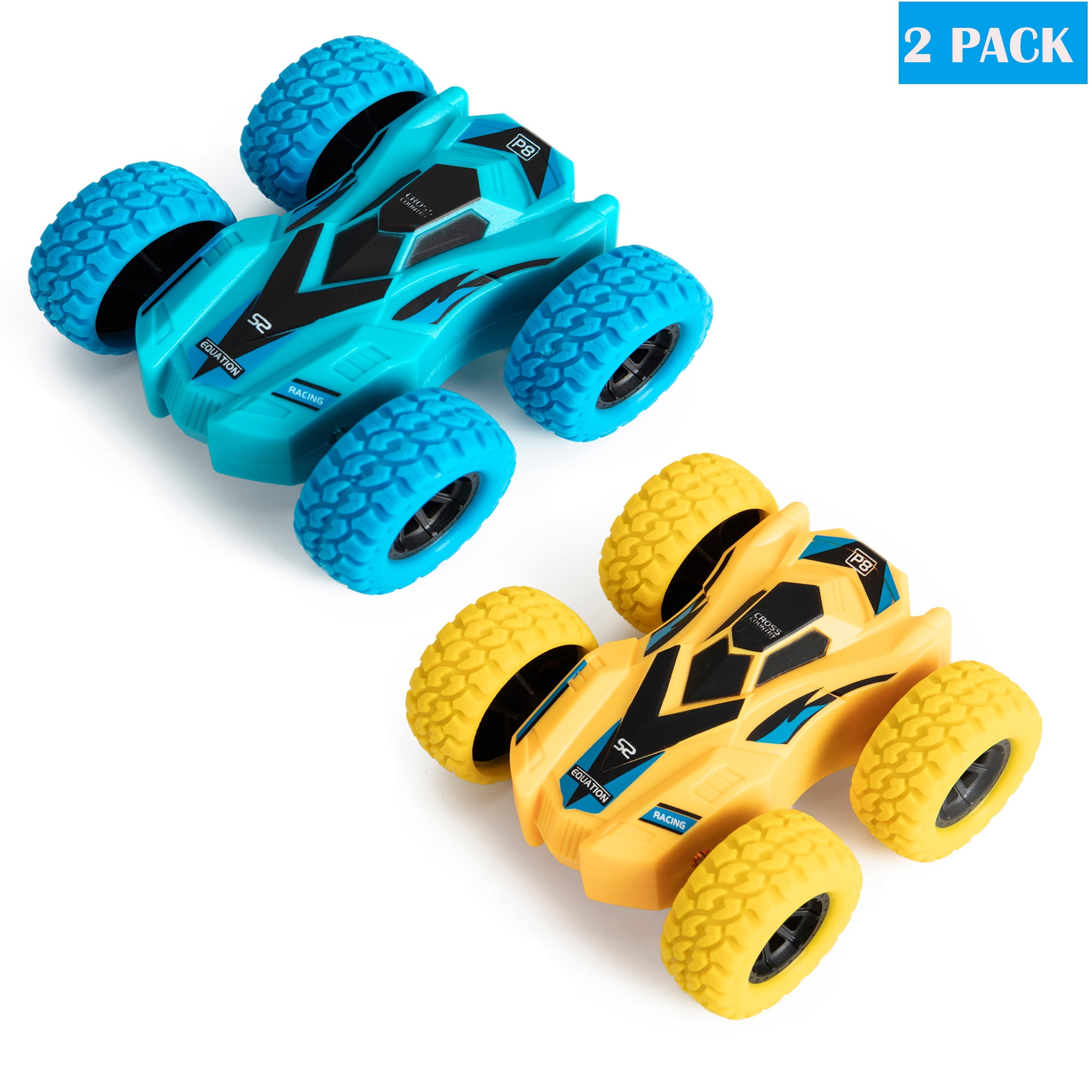 Set of 2 Pull Back Inertia Off-Road Car Toys Friction Powered-Double ...