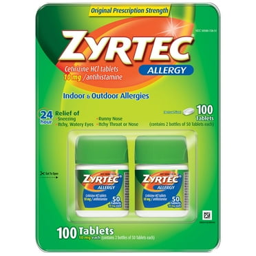 Zyrtec 24 Hour Allergy Relief Tablets with 10 mg Cetirizine HCl, 90 ct ...