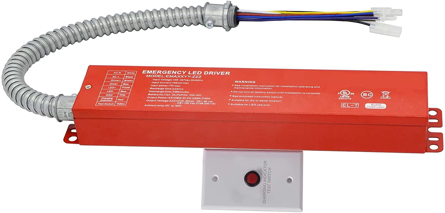 E2 Lighting Emergency Battery Backup LED Driver, 25W AC Input 100-347V ...