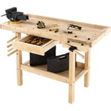 Olympia Tools Hard Wood Workbench, 4-Ft Length, Vise, Storage Shelf ...