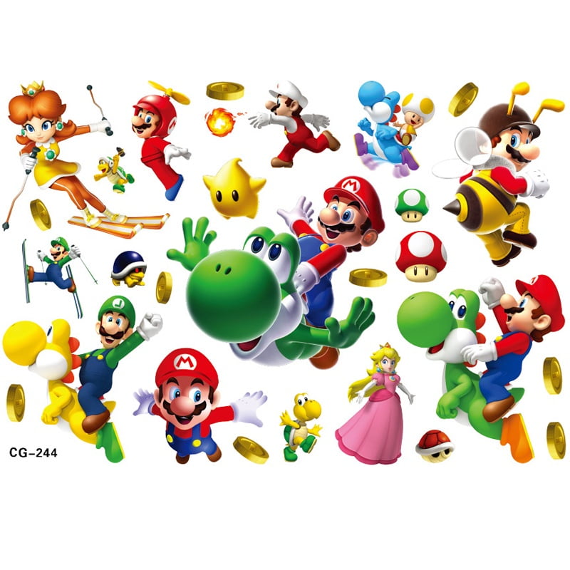 Juego Super Mario Bros Dibujos Animados Tatuaje Temporal Pegatina ...