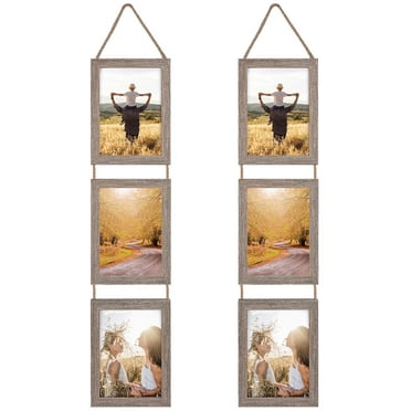 4x6 Collage Triple Picture Frames Set, Black 6 Opening Hanging Vertical ...