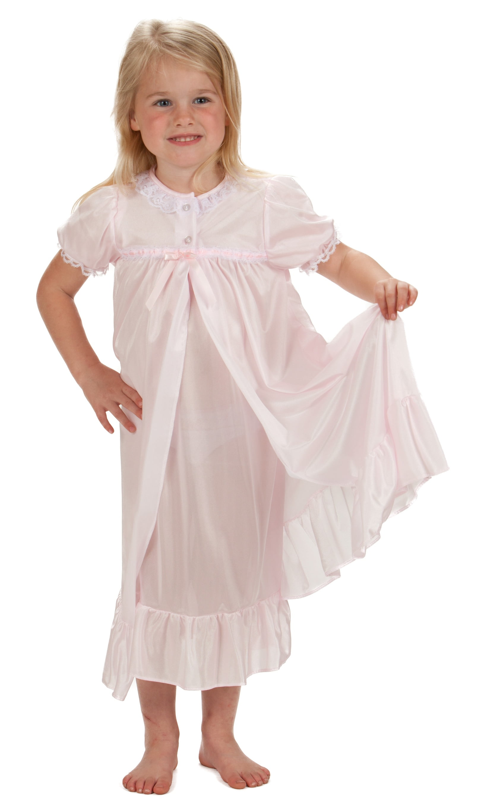 Laura Dare Girls Short Sleeve Tradition Peignoir Set In Solid Colors 2t 14