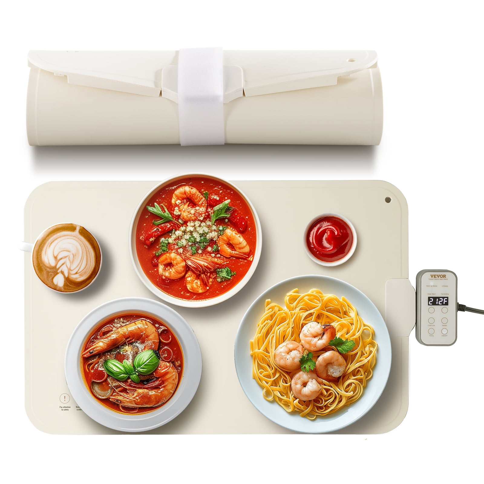 Vevor Electric Warming Tray Rollable Food Warming Mat W/ Temp Control For Buffet 600 X 400 X 14.5 Mm