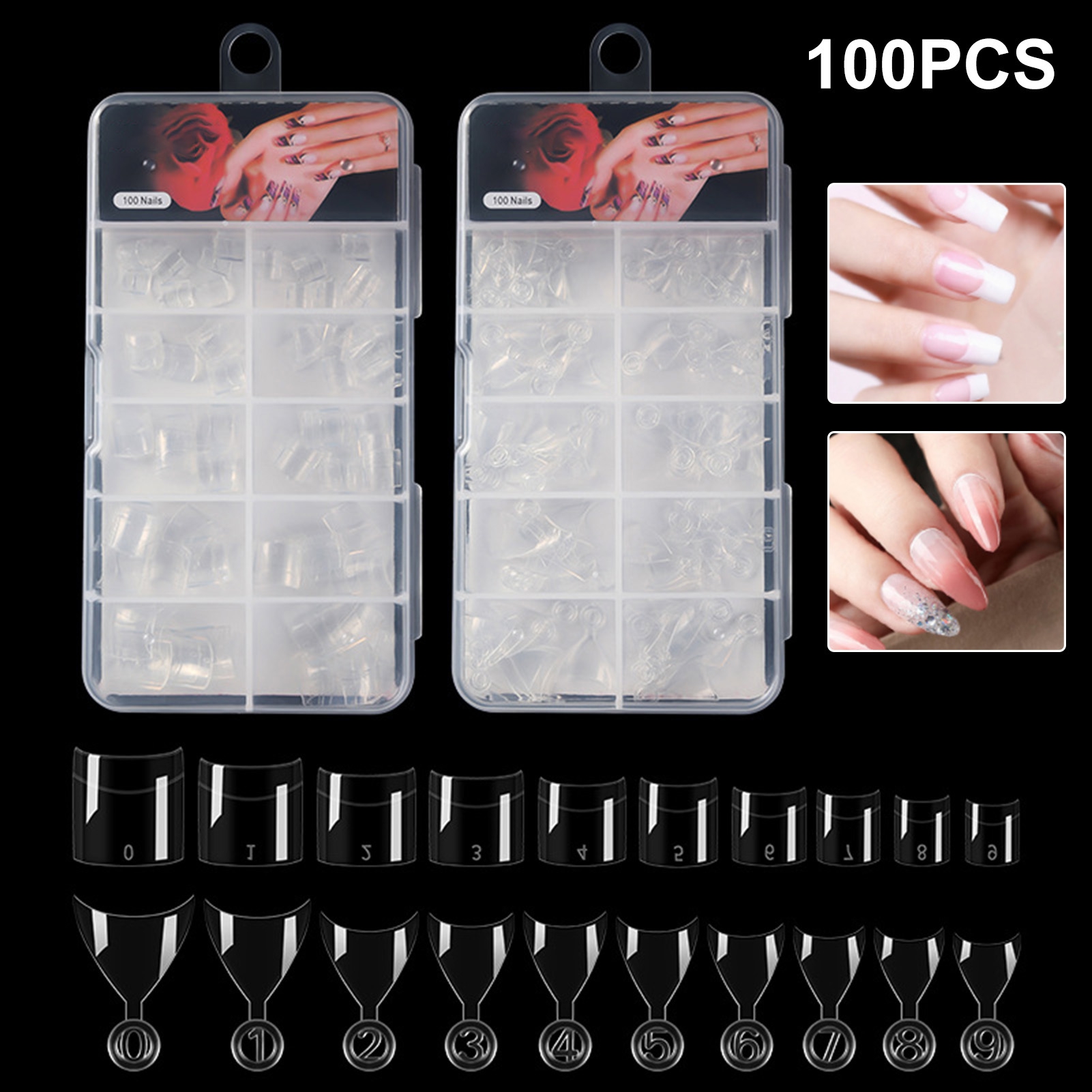 100 Nail Tip Half Cover Extending French Style Short Clear Extension ...