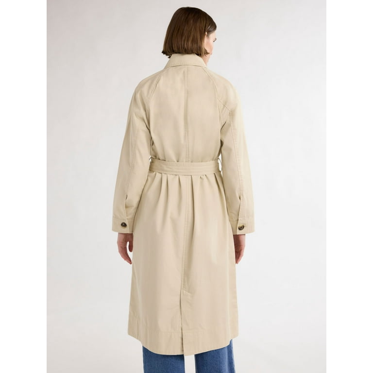 Free Assembly Women's and Women's Plus Cotton Trench Coat Free Assembly Women's and Women's Plus Cotton Trench Coat