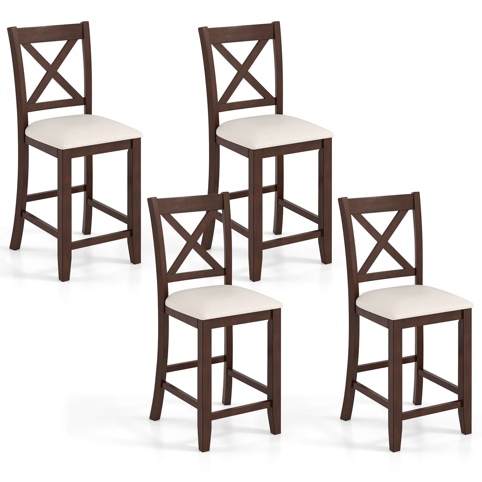 Click here for Costway Rubber Wooden Bar Stools Set Of 4 With Foo... prices