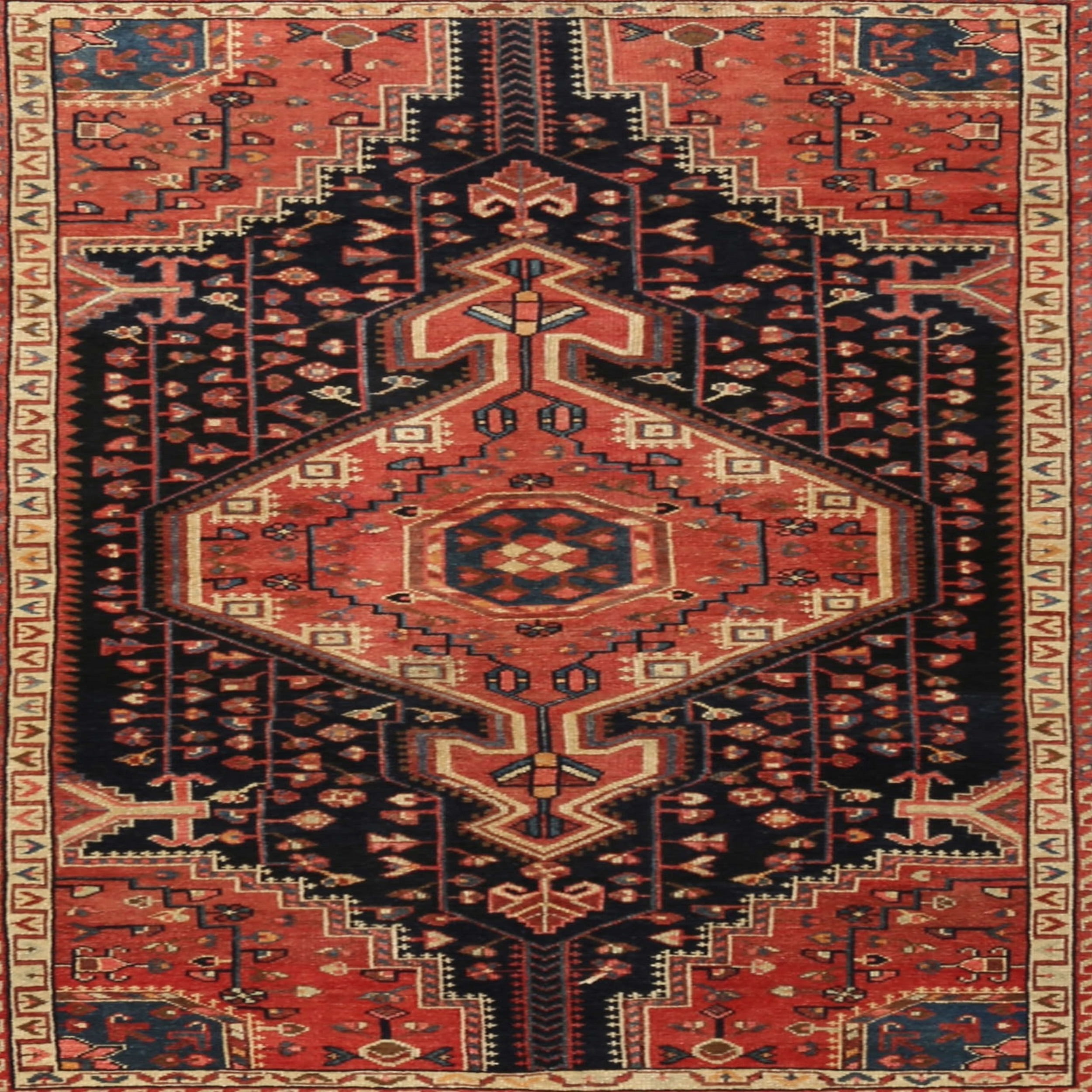 Ahgly Company Indoor Square Traditional Red Persian Area Rugs, 4 ...