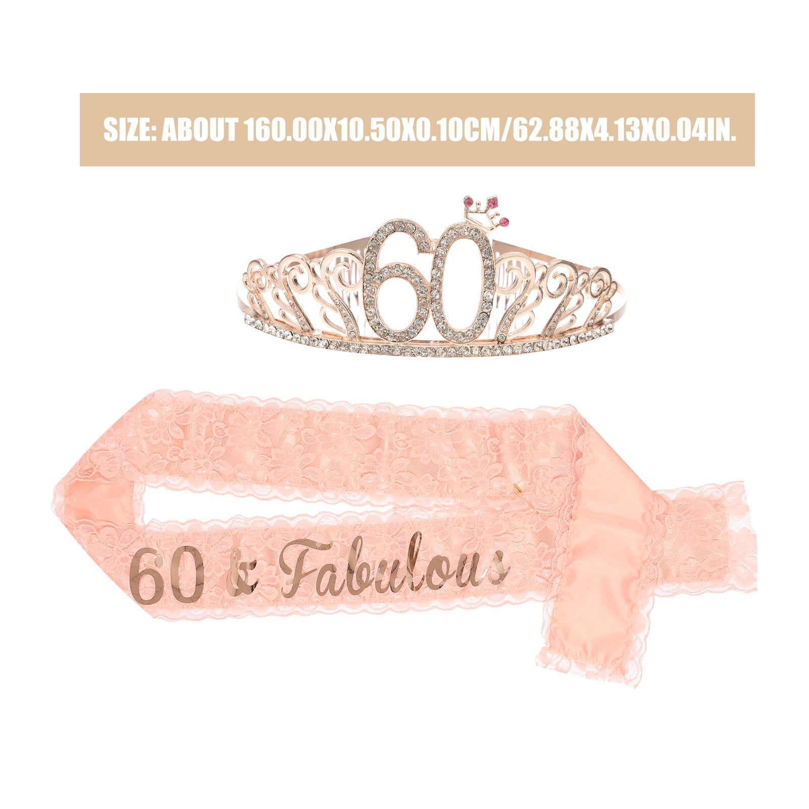 NICEXMAS 1 Set Birthday Sash and Tiara Elegant Crown Birthday Sash for Women (60th) - Walmart.com