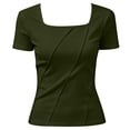 Conairie Square Neck T Shirts for Women Short Sleeve Solid Color ...