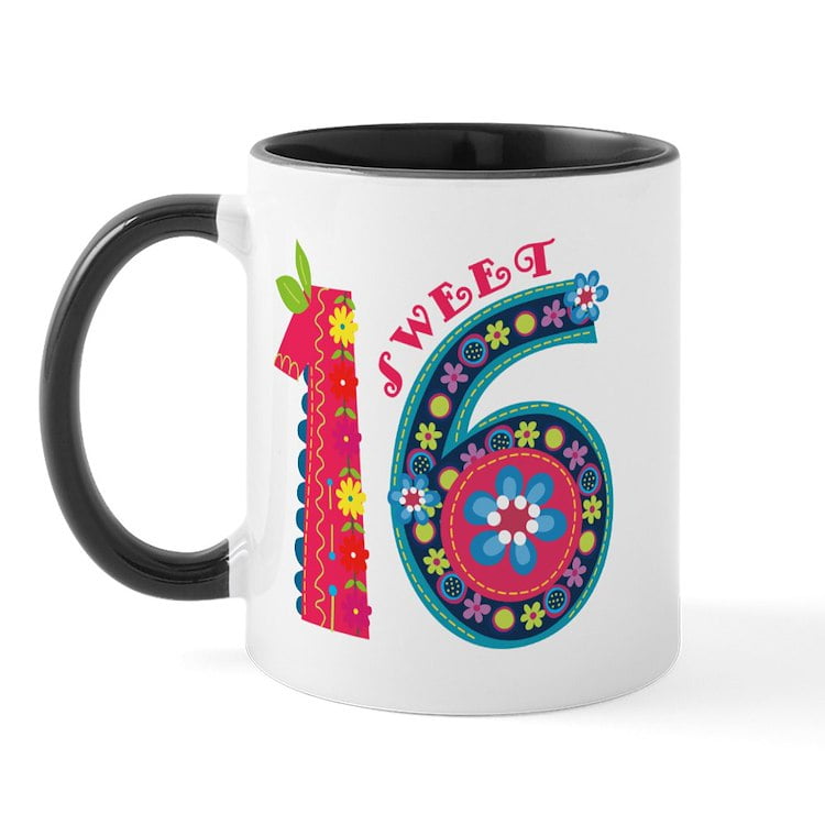 CafePress - Blooming Sweet 16 Mug - 11 oz Ceramic Mug - Novelty Coffee ...