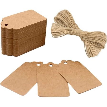 Tatum88 100 Kraft Paper Tags, Gift Tags, Luggage Tags - Blank Tags for ...