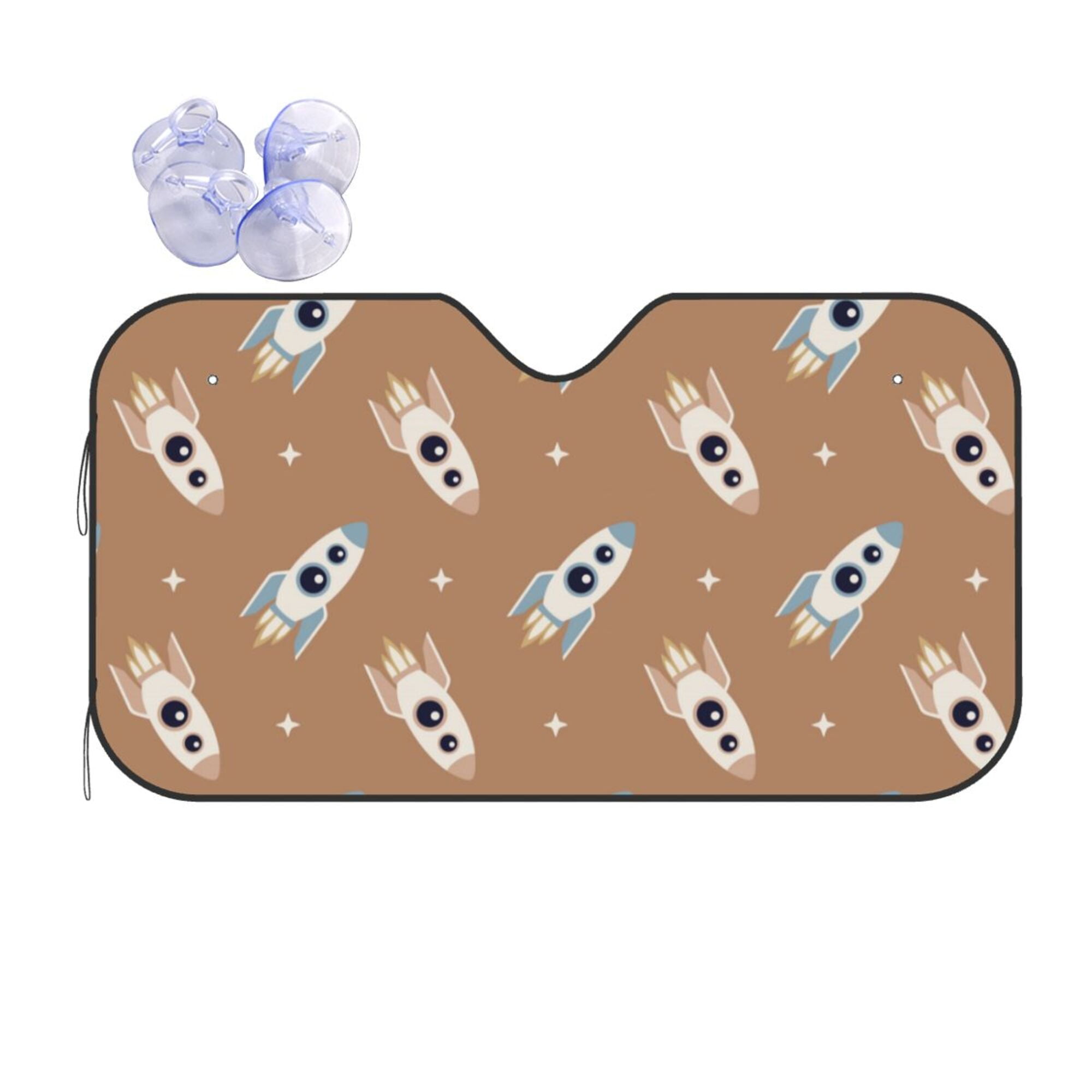 XMXY Car Sun Shade Windshield, Cartoon Spaceship Rocket Automotive ...