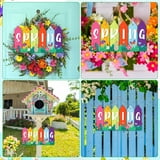 WhatSign Hello Spring Wreath Sign for Front Door Colorful Fence Flowers ...
