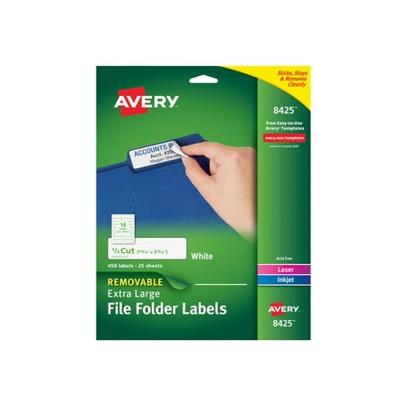 Avery Extra Large - Removable adhesive - white - 0.937 in x 3.437 in ...